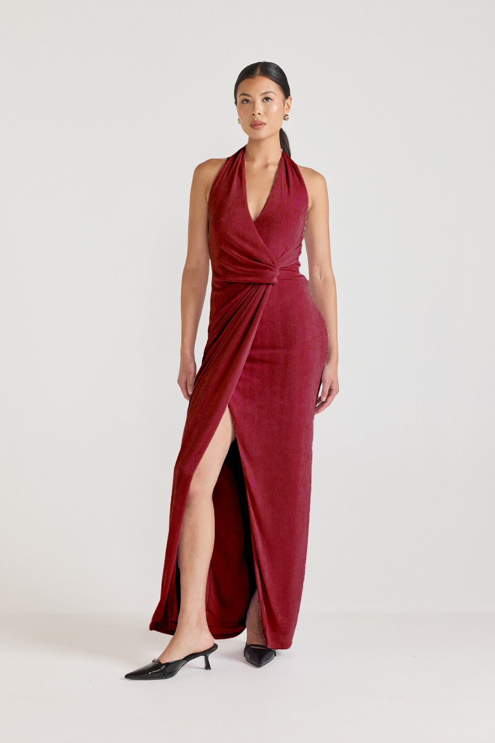 TOJHÀ | TAMSIN DRESS - CHERRY LIQUEUR HALTER MAXI – TOJHA