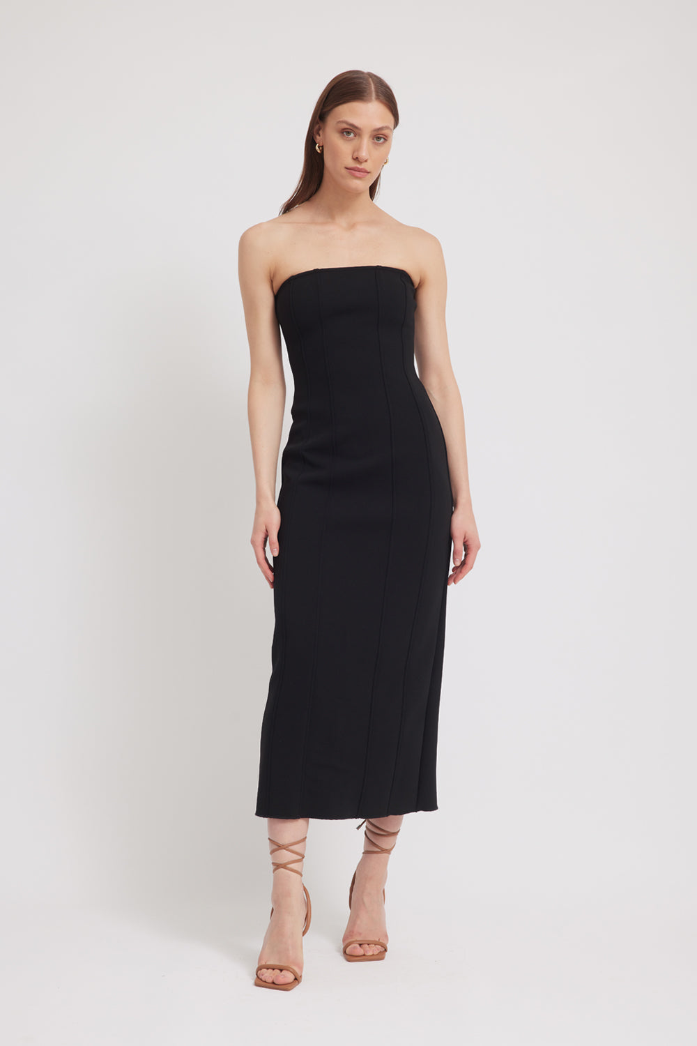 PRIM Bonded-Crepe DRESS - BLACK – TOJHA